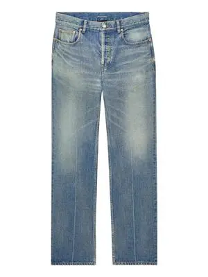 Saint Laurent Mid Rise Tapered Jeans - Authentic Medium Blue