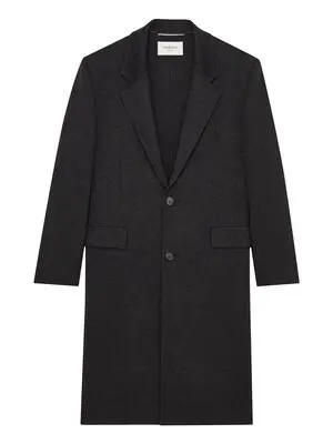 Saint Laurent Double-face Wool And Cashmere Felt Coat - Anthracite