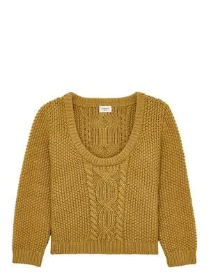 Saint Laurent Wool Knit Scoop Neck Sweater - Ocre