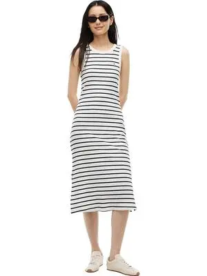 Tommy Hilfiger Striped Rib-knit Tank Dress - Ecru