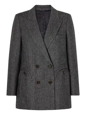 BLAZÉ MILANO BLAZÉ Milano Double-Breasted Herringbone Wool-Blend Blazer
