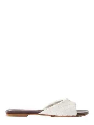 Bottega Veneta Livia Woven Leather Sandals - White