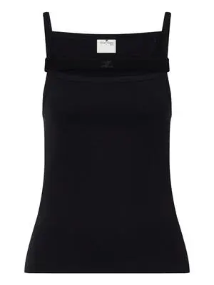 COURREGES 90's Ribbed Cotton-blend Jersey Tank - Black