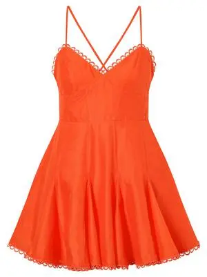 Charo Ruiz Ibiza Marlene Guipure Lace-trimmed Cotton-blend Voile Mini Dress - Red