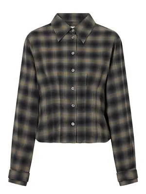 Our Legacy Our Legacy Envelop Checked Cotton And Wool-Blend Shirt Gray