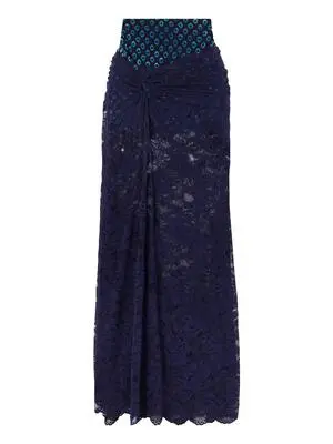 Rabanne Lace Maxi Skirt - Blue