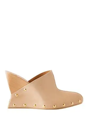 Balmain Suede Wedge Mules - Neutrals