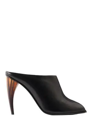 Alexander McQueen Leather Mules With Sculptural Tortoiseshell Heels - Black