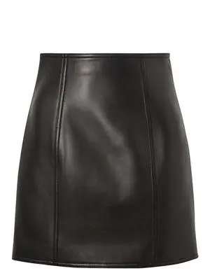 Balmain Paneled Leather Mini Skirt - Black