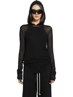 Rick Owens Tower Hooded Long Sleeve T-shirt - Black