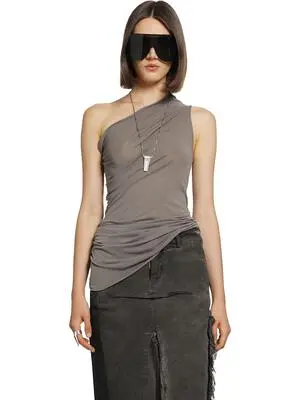RICK OWENS Rick Owens One-Shoulder Draped Viscose Silk Jersey Top