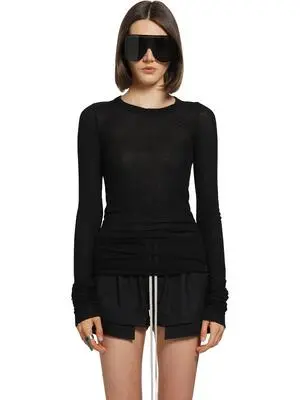 Rick Owens Ribbed Long Sleeve Top - Black