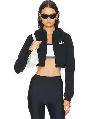 Balenciaga Cropped Zip-up Hoodie - Black