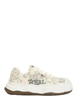 Mihara Yasuhiro Oliver" Graffiti Printed Canvas Low-top Sneakers - White