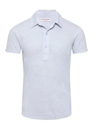 Orlebar Brown Tailored Fit Linen Polo Shirt In Surfside Blue