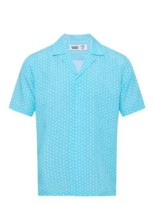 Orlebar Brown Automobili Lamborghini Relaxed Fit Capri Collar Linen Hirt Synth Blue