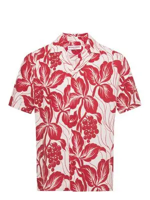 Orlebar Brown Relaxed Fit Short Sleeve Resort Shirt In Suer - Red