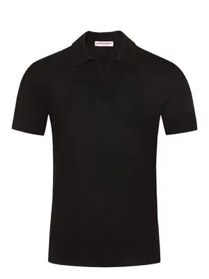 Orlebar Brown Tailored Fit Mercerised Cotton Pique Polo Shirt - Black