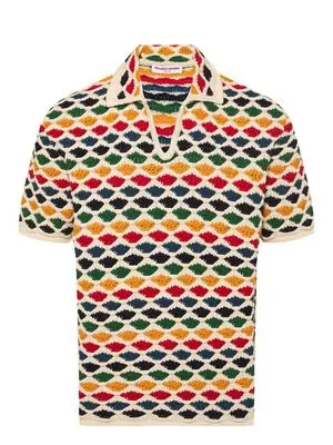 Orlebar Brown Classic Fit Organic Cotton Crochet Polo Shirt In Multi - Multicoloured
