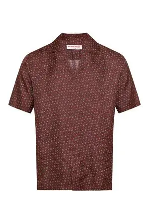 Orlebar Brown Relaxed Fit, Silk Capri Collar Shirt In Dark Ruby
