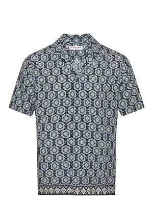Orlebar Brown Relaxed Fit Silk Passetto Shirt In Night Iris Printed In Italy Blue