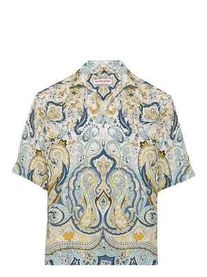 Orlebar Brown Relaxed Fit Overhead Linen Shirt With Fairground Print - Multi/blue