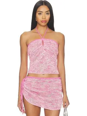 ASTA RESORT Olivia Halter Top - Hydrangea Pink Sequin