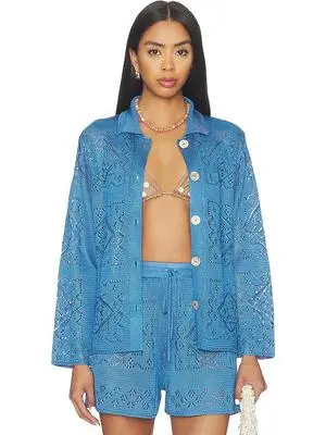 Calle Del Mar Handkerchief Long Sleeve Shirt - Blue