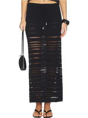 L*Space Open-knit Drawstring Maxi Skirt - Black