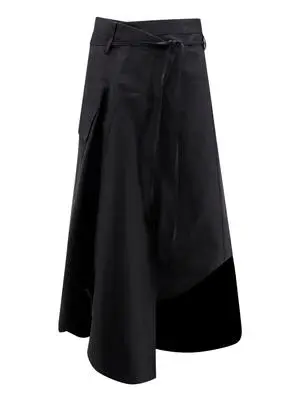 Bottega Veneta Compact Cotton Canvas Wrap Skirt - Black