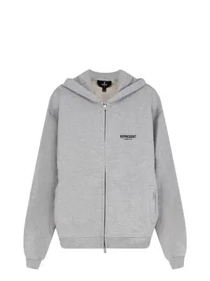 REPRESENT Cotton Full Zip Hoodie - Grey
