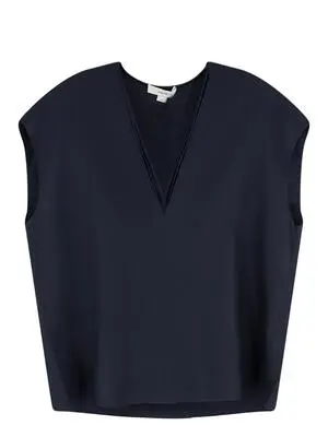 Vince Sleeveless V-neck Silk Blend Top - Blue