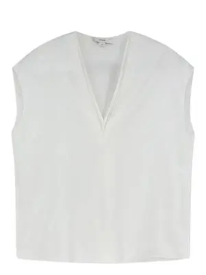 Vince Sleeveless V-neck Satin Top - White