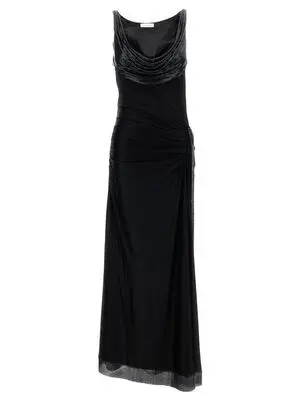 PACO RABANNE Rabanne Sleeveless Maxi Jersey Dress With Sequin Embellishment