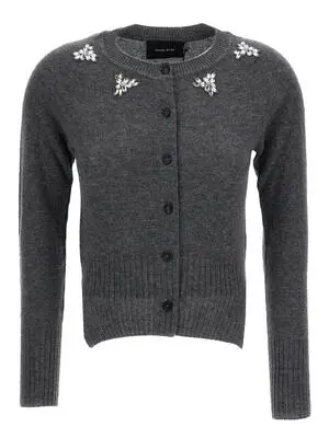 Simone Rocha Simone Rocha Short Cardigan With Embroidered Crystals Grey
