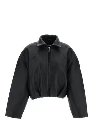 ROTATE BY BIRGER CHRISTENSEN Rotate Boxy Leather Jacket Nero