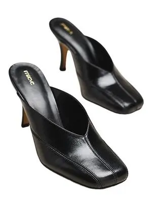 Maeve Square-toe Mule Heels - Black