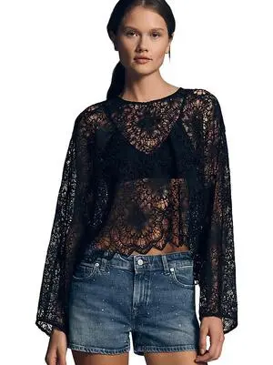 7 For All Mankind Embellished Denim Shorts - Medium Denim