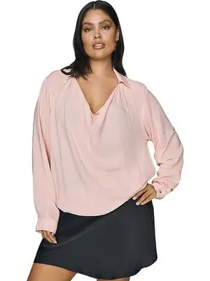 PILCRO Cowl Neck Long Sleeve Blouse - Spanish Vanilla