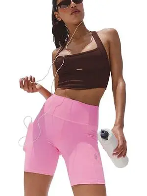Free People High-rise Pocket 7" Biker Shorts - Pink Lemonade