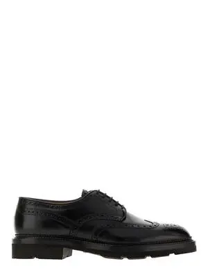 Santoni Leather Emil Lace-up Shoes - Black