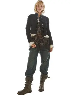 Free People Cloud Nine Ruffle Band Jacket - Starless Combo