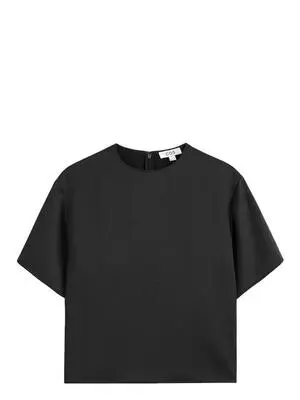 Cos Oversized Satin T-shirt - Black