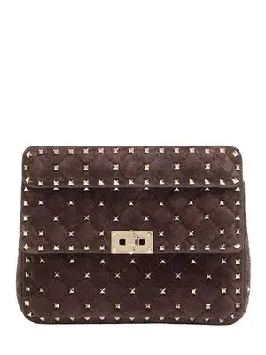Valentino Garavani Valentino Garavani Medium Leather Rockstud Spike Top-Handle Bag Brown