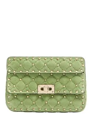 Valentino Garavani Small Suede Rockstud Spike Shoulder Bag - Green