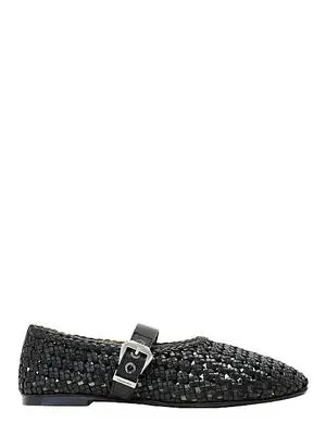 ALLSAINTS Sabine Woven Leather Ballet Flats With Gold-tone Buckle - Black