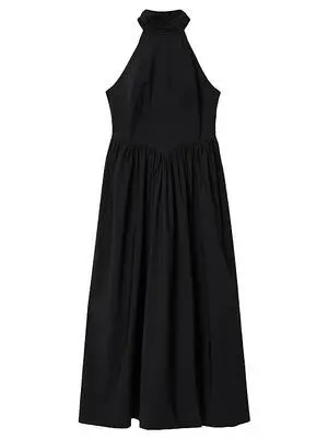 ALLSAINTS Arora Halter-neck Stretch Cotton-blend Midi Dress - Black