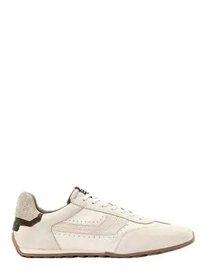 ALLSAINTS Liam Leather And Suede Lace-up Trainers - Off White/khak
