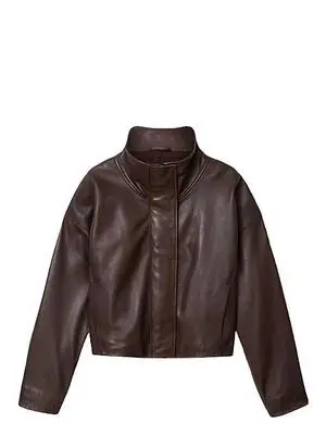 ALLSAINTS Allsaints Ryder Leather Funnel Neck Jacket Oxblood Red