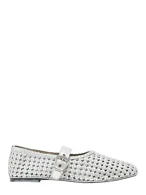 ALLSAINTS Sabine Woven Leather Ballet Flats With -tone Buckle - Silver